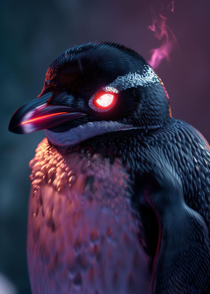 'Surreal Penguin Glowing' Poster, picture, metal print, paint by Zenz ...