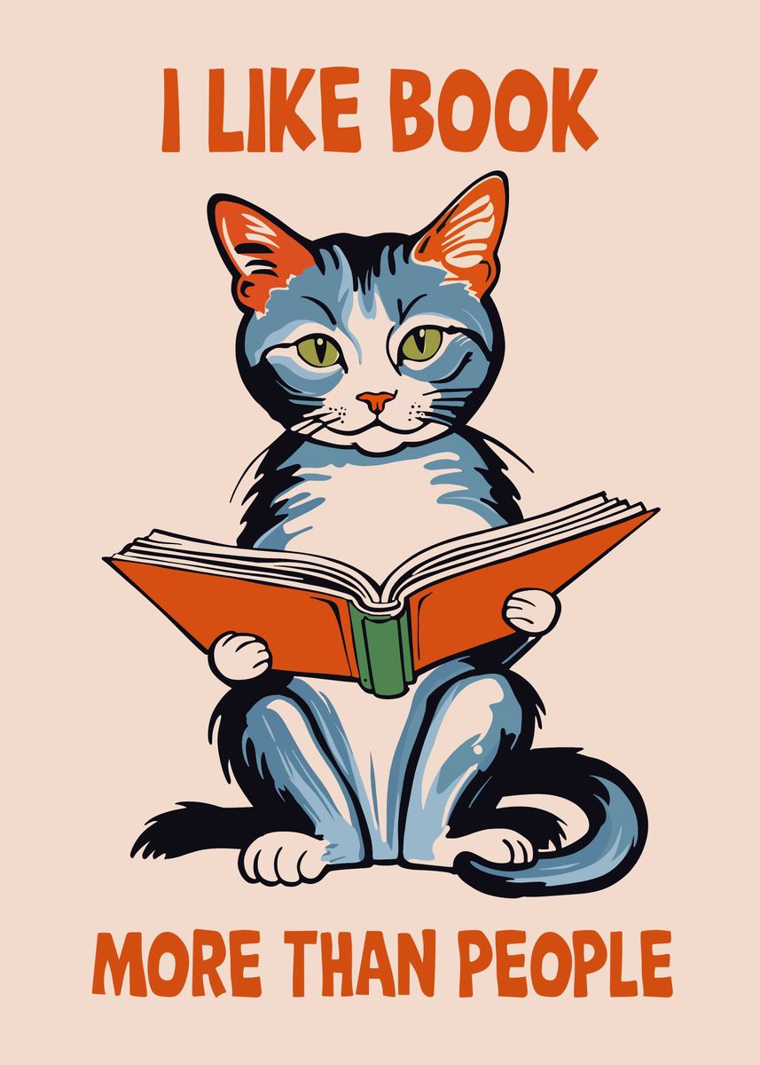 ' I like book' Poster, picture, metal print, paint by fay list.art ...