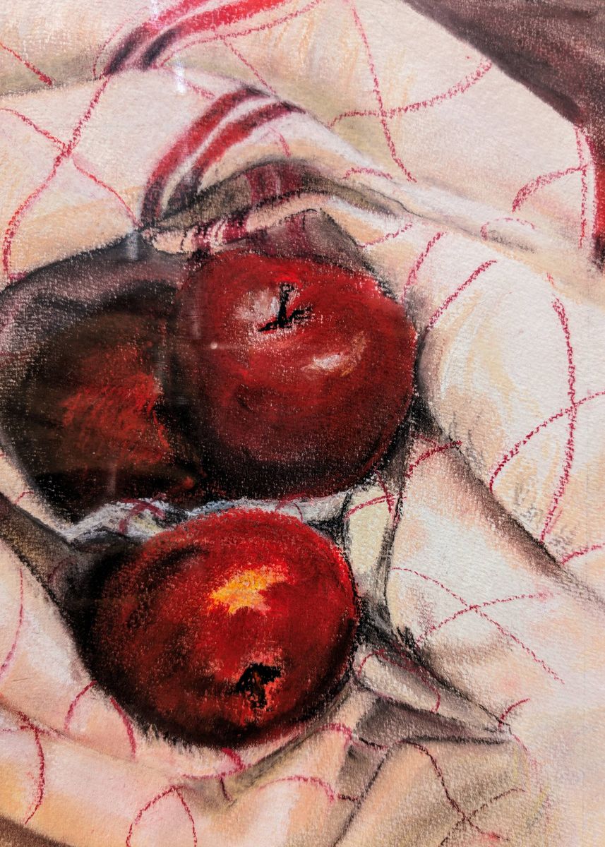 'Apples on Checkered Cloth' Poster, picture, metal print, paint by Rosa ...