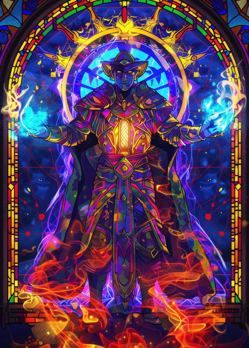 'Stained Glass Mage' Poster, picture, metal print, paint by Mezma and ...
