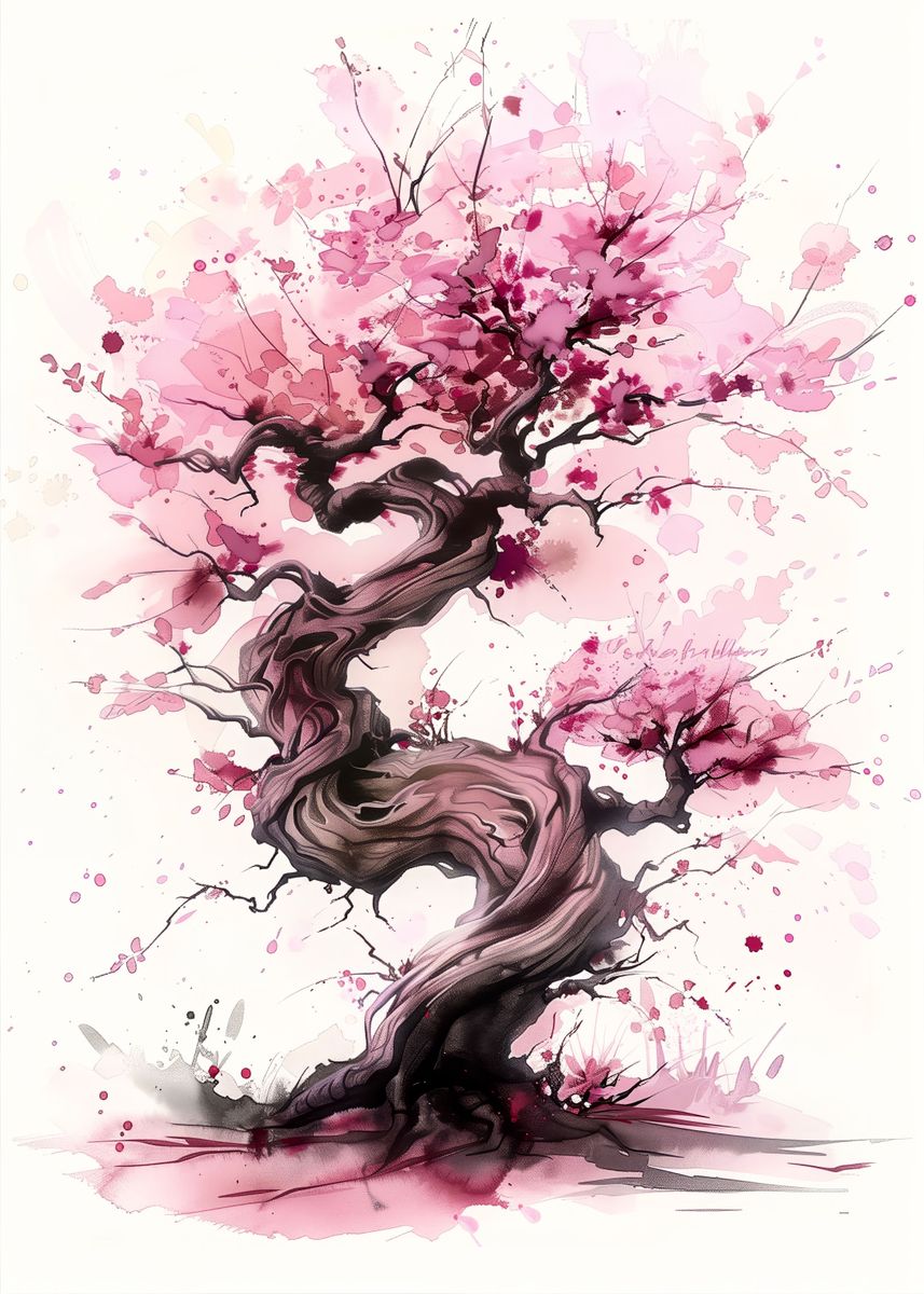'Watercolor blossom tree' Poster, picture, metal print, paint by Leika ...