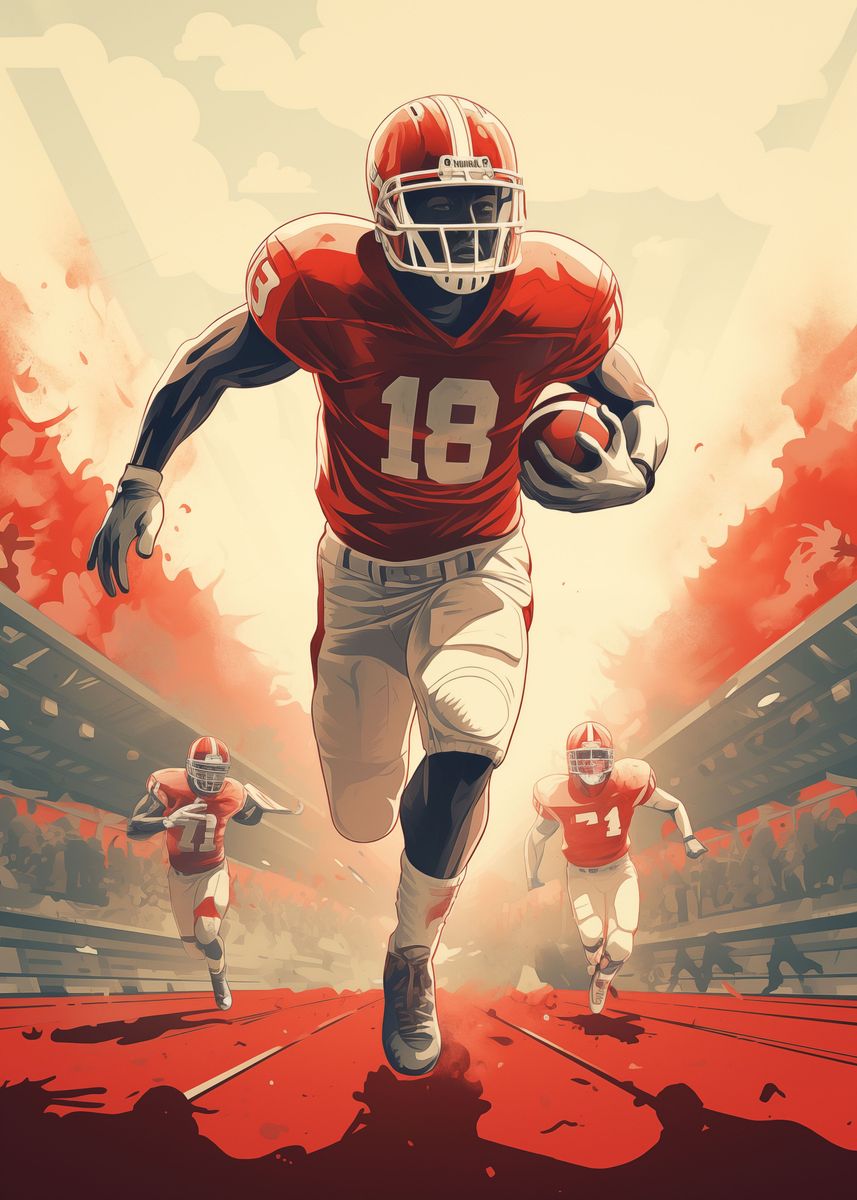 'American football player' Poster, picture, metal print, paint by Roman ...