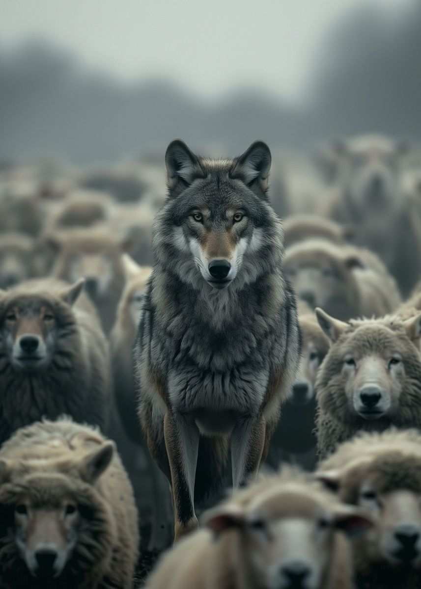 'Wolf Sheep Hunter' Poster, picture, metal print, paint by Zenz | Displate