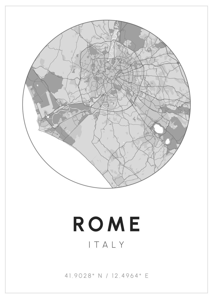 'Rome Minimal Map' Poster, picture, metal print, paint by Arham | Displate