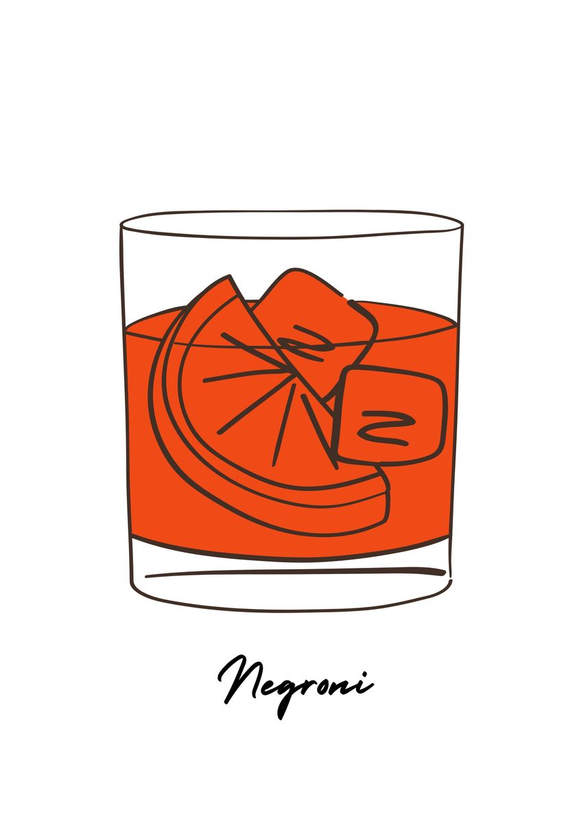'Negroni drink draw' Poster, picture, metal print, paint by EDSON RAMOS ...