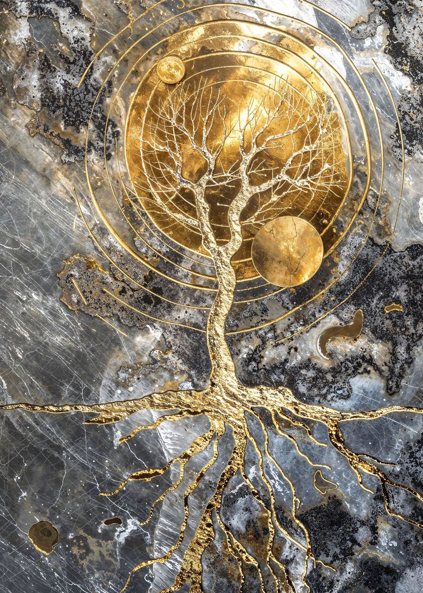 'Golden Tree of Life' Poster, picture, metal print, paint by Pixaverse ...