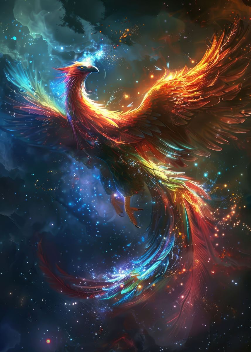 'Cosmic Phoenix' Poster, picture, metal print, paint by Mezma and ...