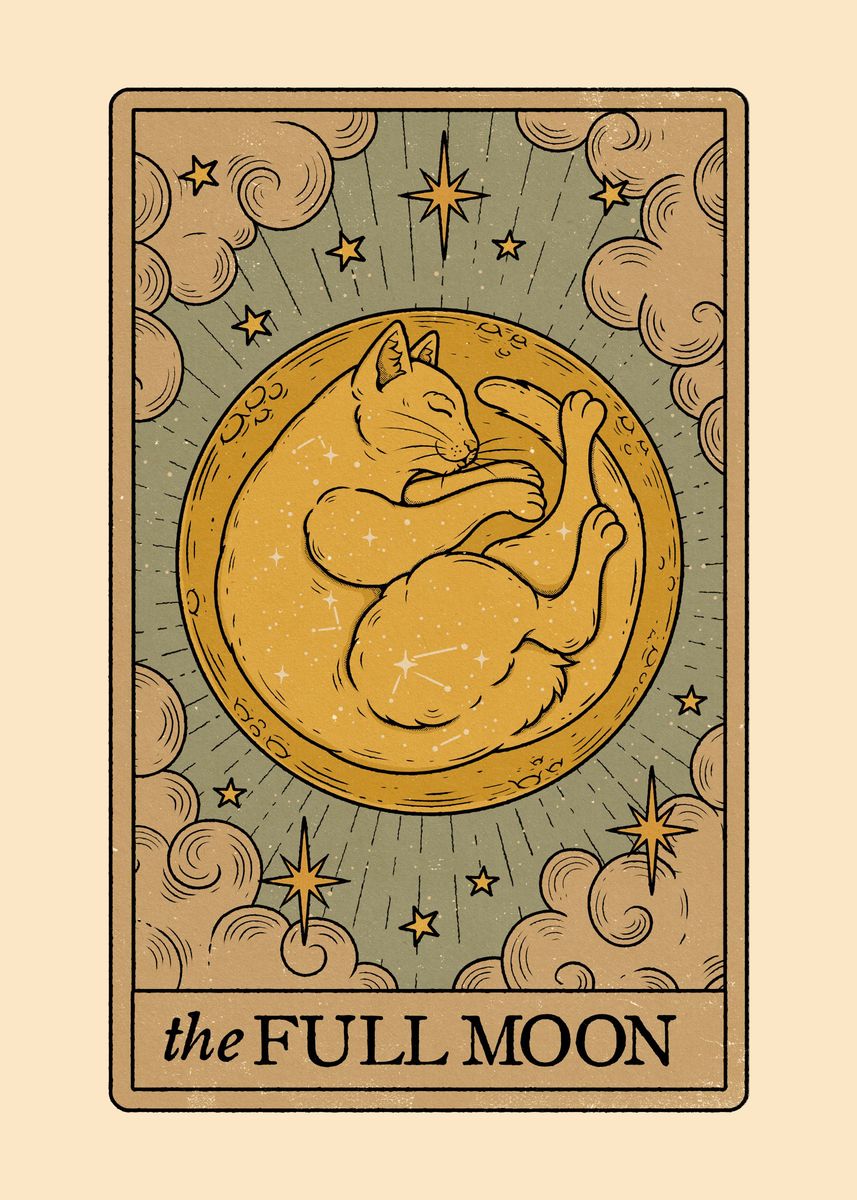 'The Full Moon Lunar Cats' Poster, picture, metal print, paint by ...