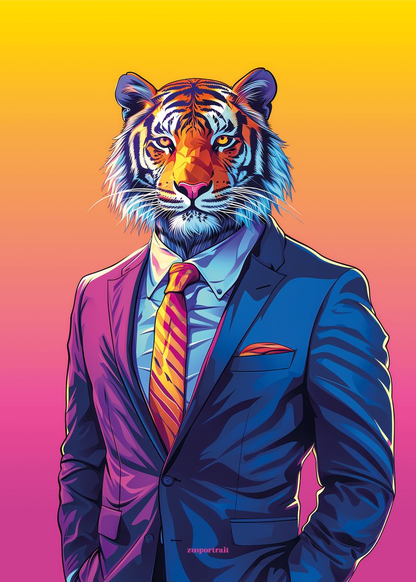 'Tiger Miami Portrait' Poster, picture, metal print, paint by Clement ...