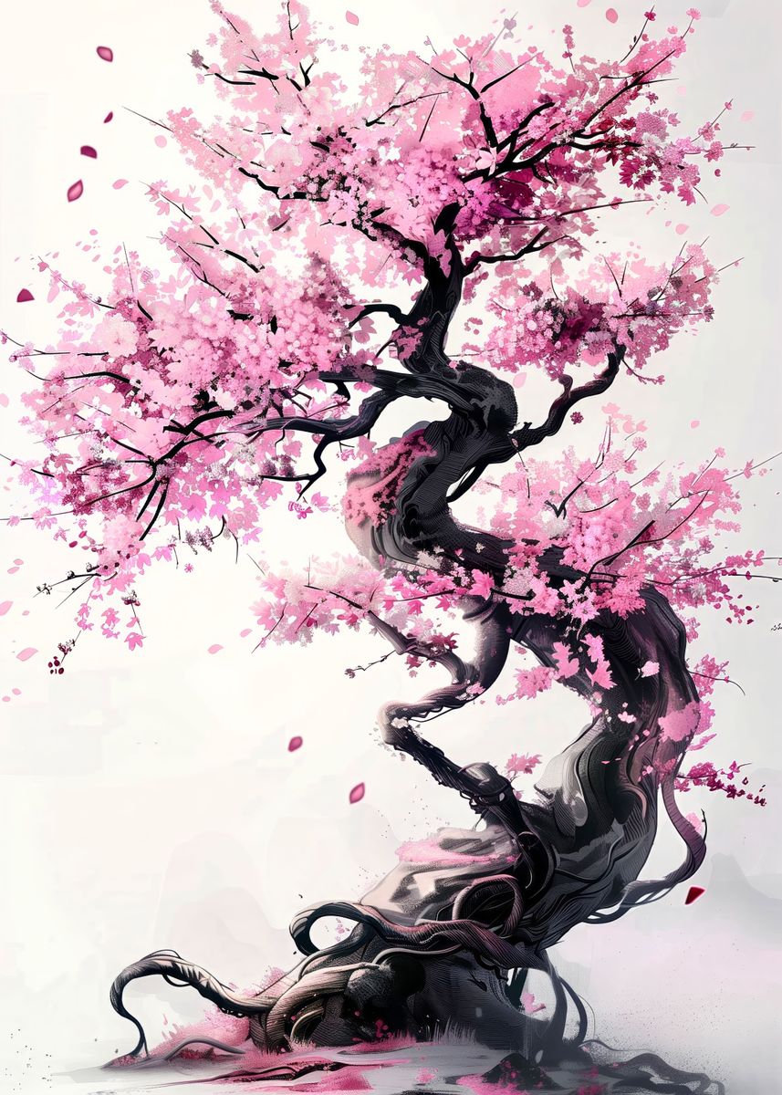 'Abstract Blossom pink art' Poster, picture, metal print, paint by ...