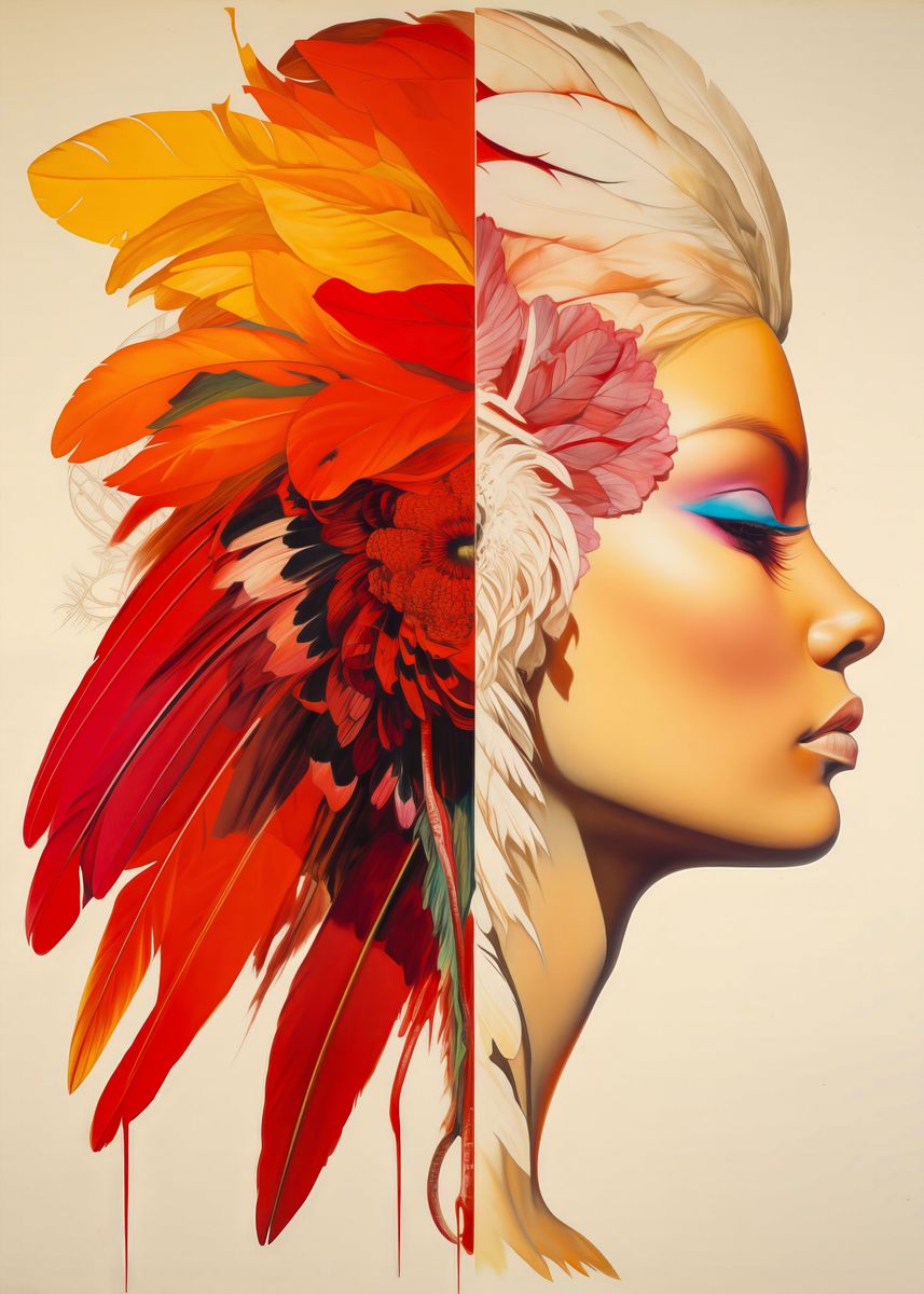 'Feathered Flame Maiden' Poster, picture, metal print, paint by Steel ...