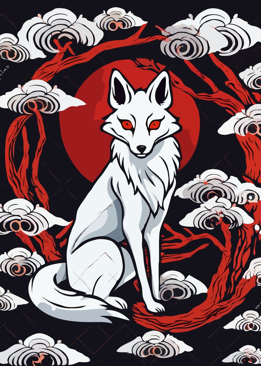 'Kitsune magical' Poster, picture, metal print, paint by Creatives Sam ...