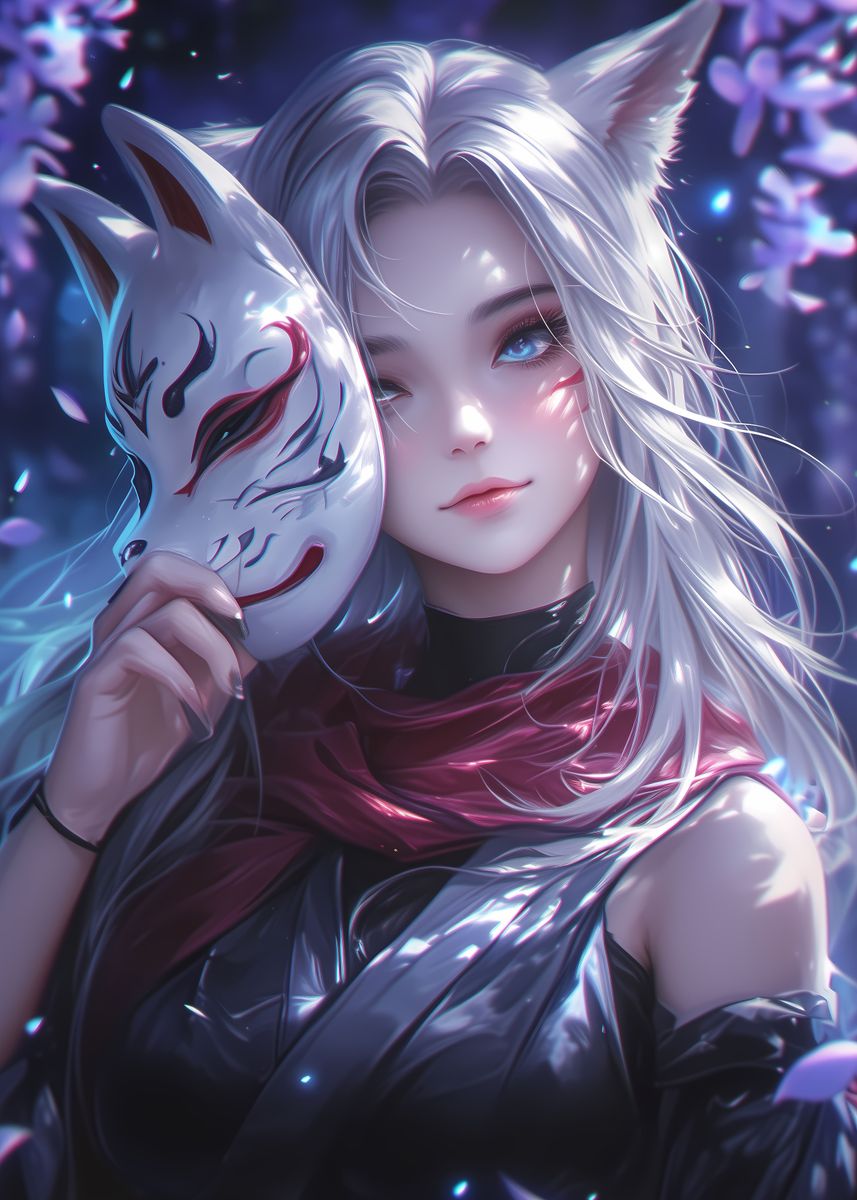 'Masked Fox Night' Poster, picture, metal print, paint by Melvina Poole ...