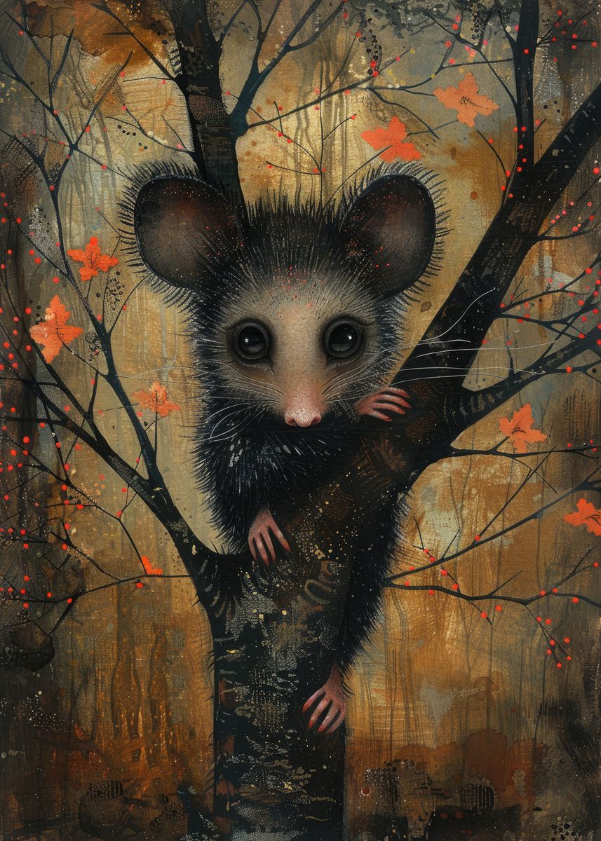 'Possum in Autumn' Poster, picture, metal print, paint by Mezma and ...