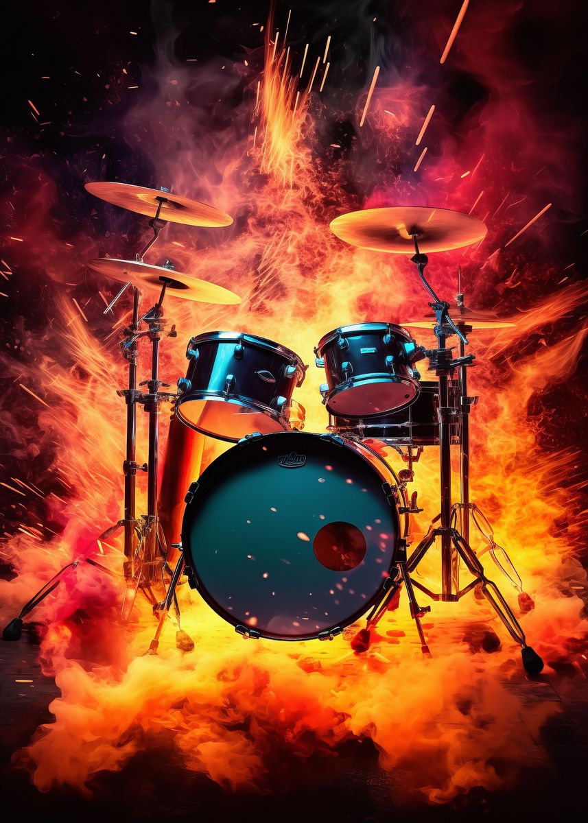 'Drums Explosion Dummer' Poster, picture, metal print, paint by ...