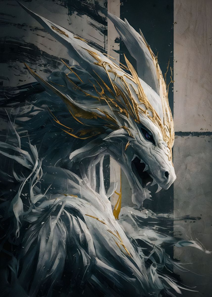 'Snow Dragon' Poster, picture, metal print, paint by Lukasz Kobylka ...