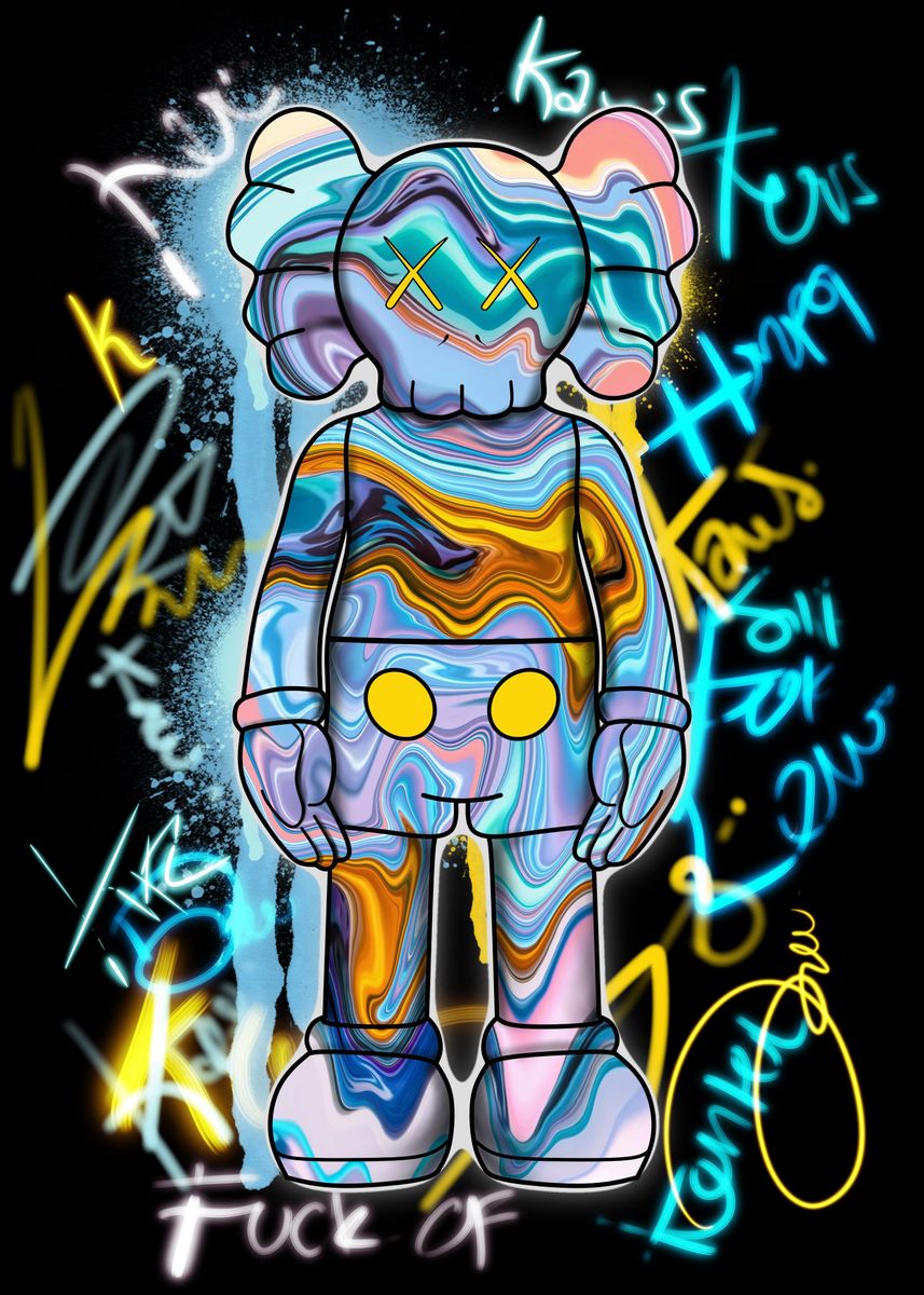 'graffiti kaws' Poster, picture, metal print, paint by Boon Edgar ...