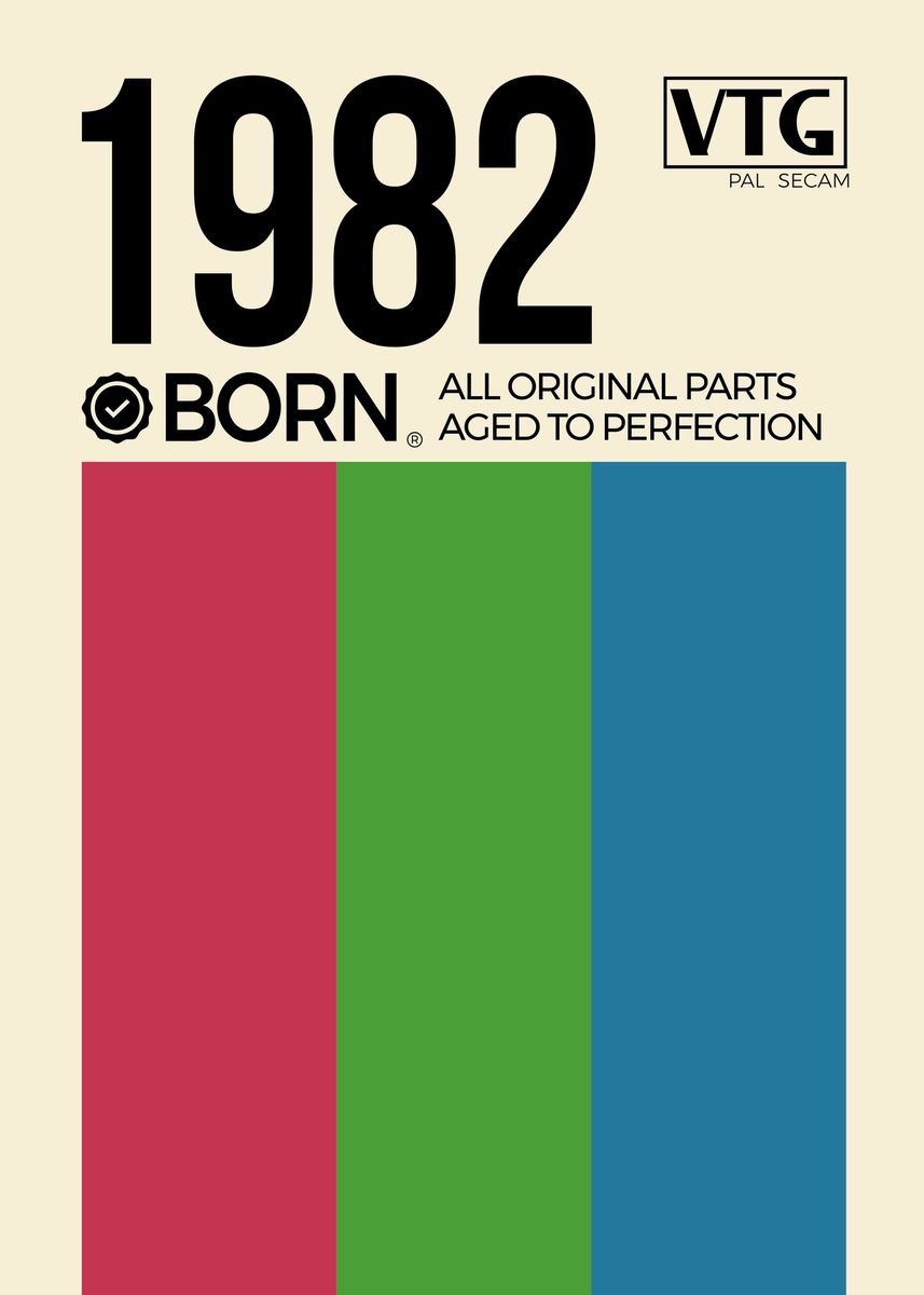 'Born in 1982 Vintage' Poster, picture, metal print, paint by Arturo ...