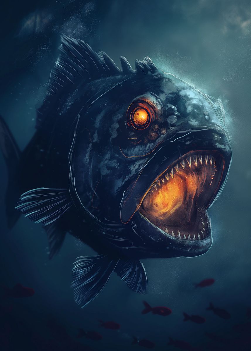 'Piranha Evil Scary Horror' Poster, picture, metal print, paint by ...