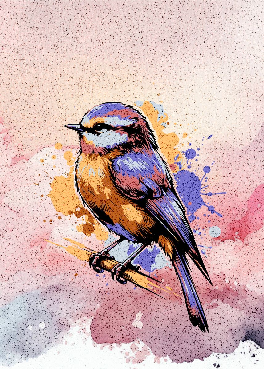 'Watercolor Warbler' Poster, picture, metal print, paint by Isaac Bickerstaffe | Displate