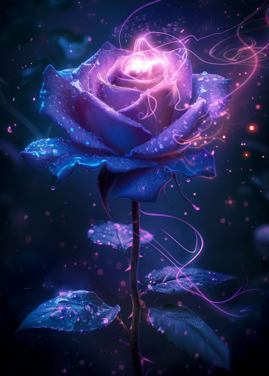 'Cosmic Rose Flower ' Poster, picture, metal print, paint by Creative ...