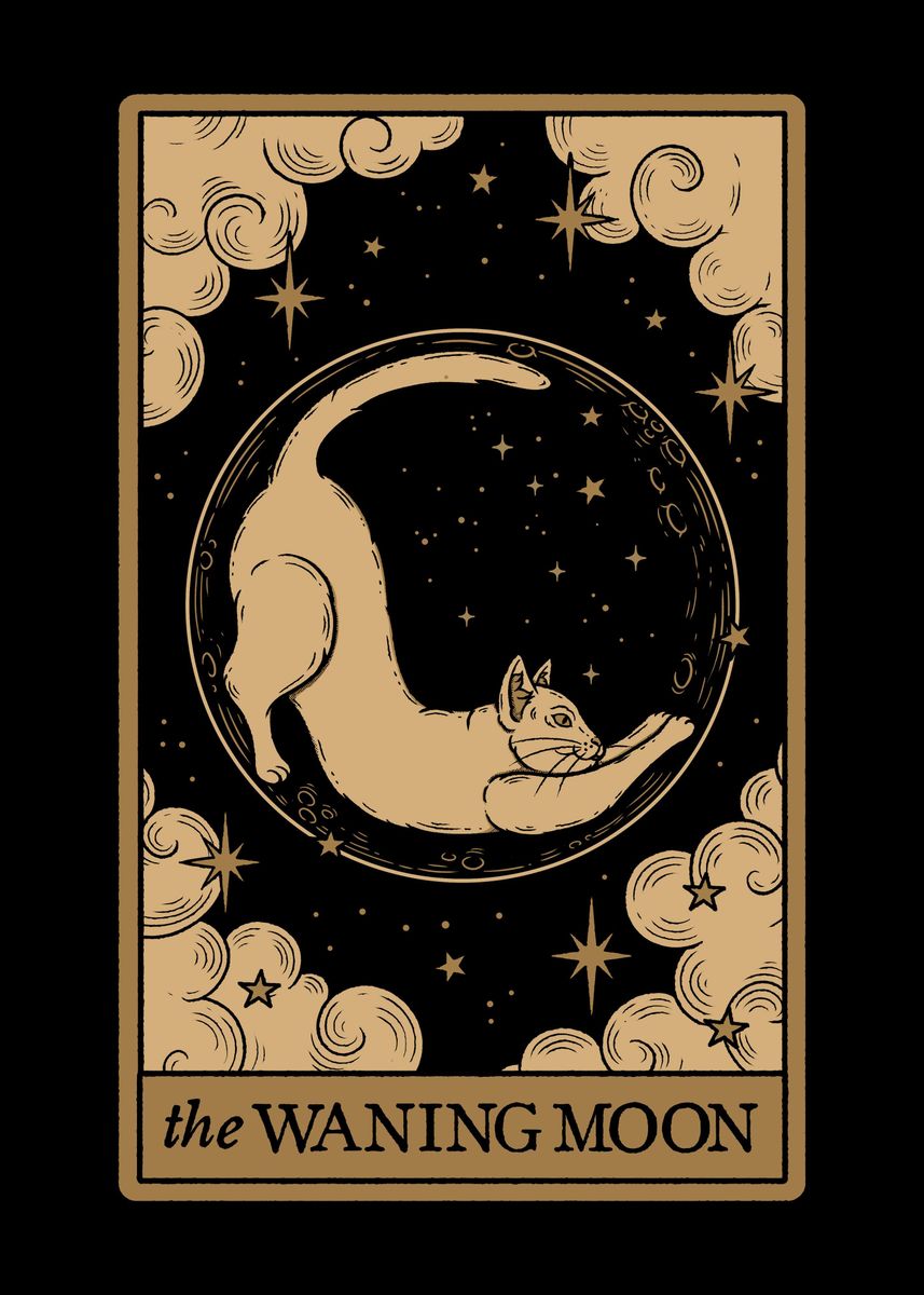 'The Waning Moon Cat' Poster, picture, metal print, paint by Thiago ...