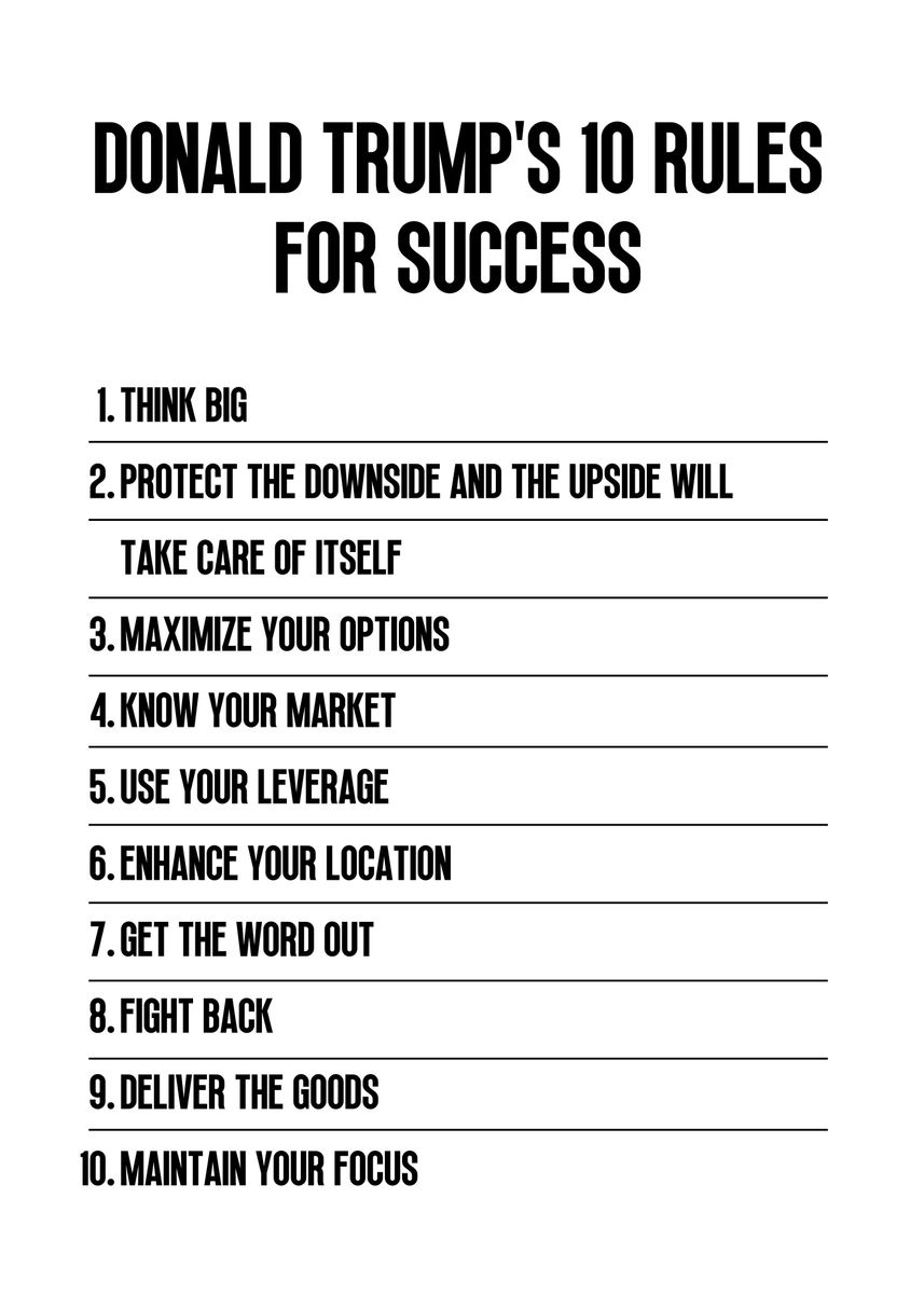 '10 rules for success' Poster, picture, metal print, paint by Nae ...