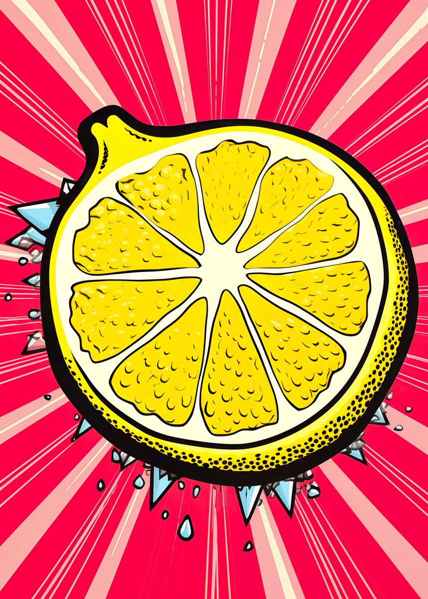'Zesty Pop Art Lemon' Poster, picture, metal print, paint by Steel ...