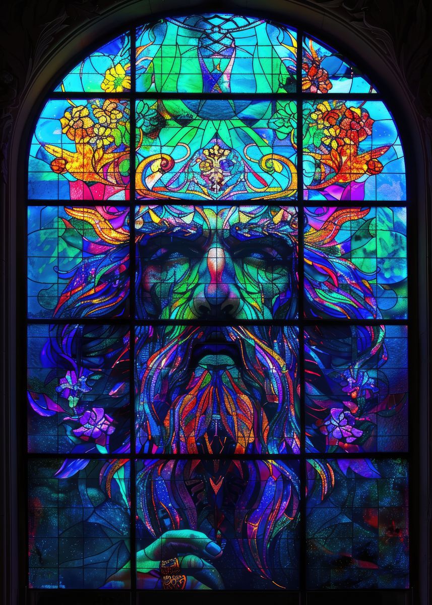 'Stained Glass Druid' Poster, picture, metal print, paint by Mezma and ...