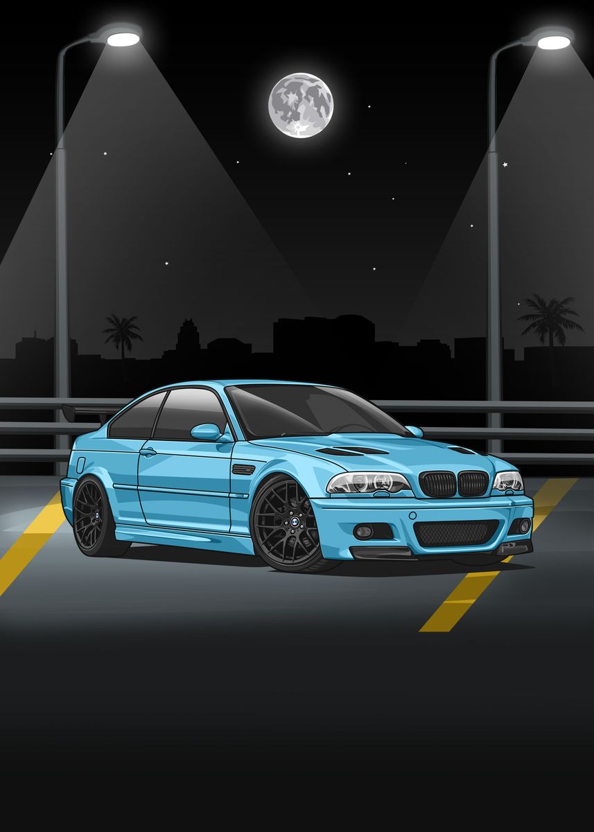 'bmw e46 m3 cyan' Poster, picture, metal print, paint by capture art ...