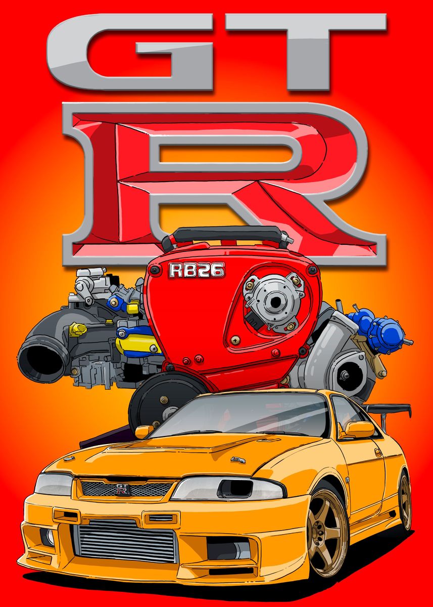 'GTR R33' Poster, picture, metal print, paint by ND Fat | Displate