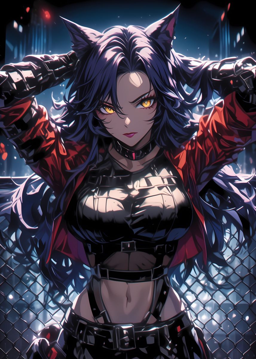 'Fierce Urban Catwoman' Poster, picture, metal print, paint by Melvina Poole | Displate