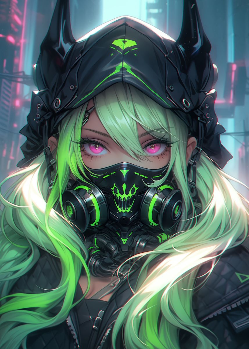 'Cybergoth Demon girl anime' Poster, picture, metal print, paint by ...