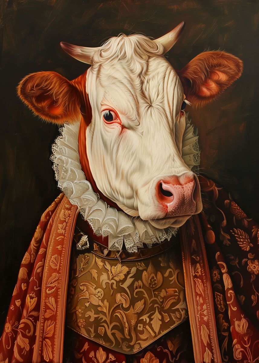 'Medieval Cow Portrait' Poster, picture, metal print, paint by Frank ...