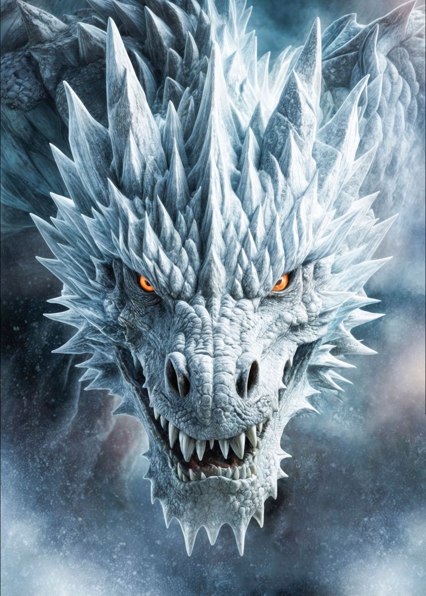 'Frostfire Dragon' Poster, picture, metal print, paint by Arturo Vivo ...