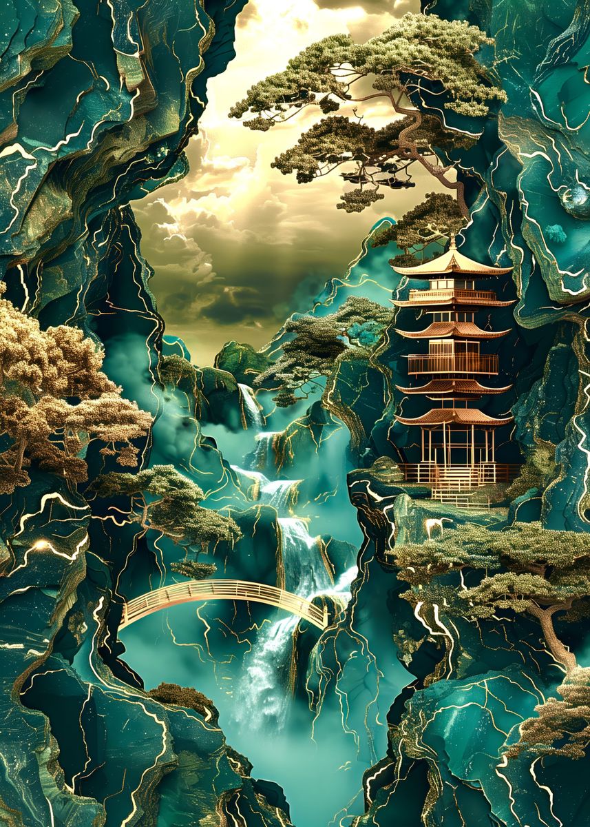 'Abstract Kintsugi art' Poster, picture, metal print, paint by Simon ...