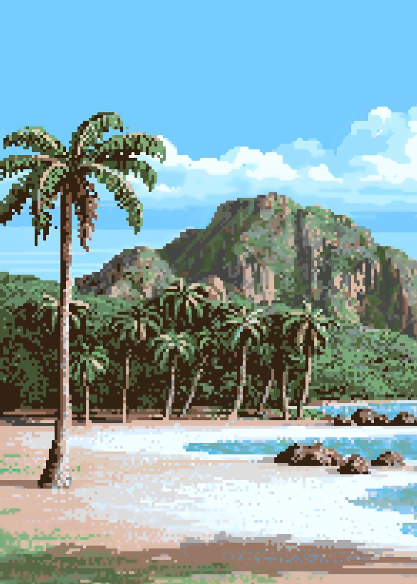 'beautiful sea pixel art' Poster, picture, metal print, paint by ...