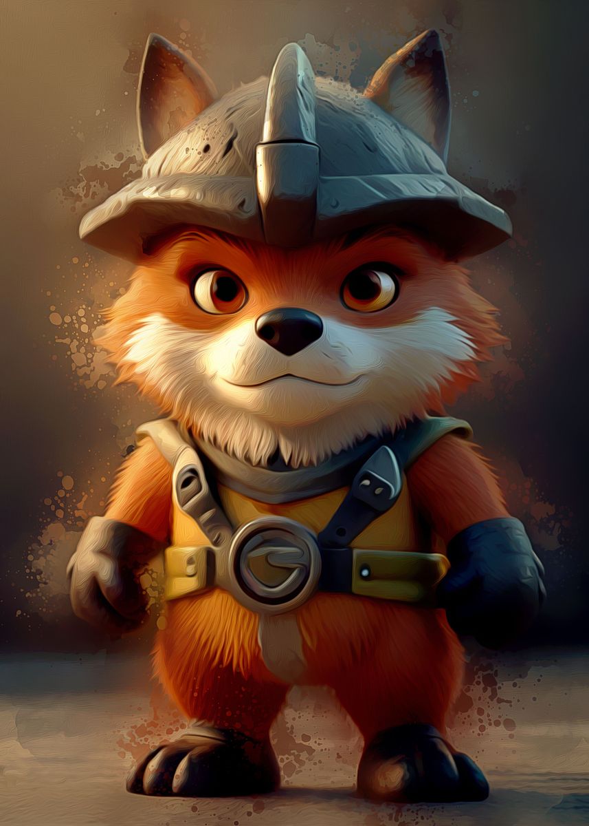 'Cute fox warrior' Poster, picture, metal print, paint by nawangza ...
