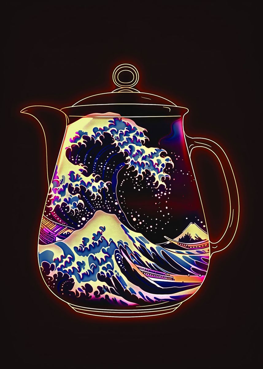 'The Great Wave of Coffee ' Poster, picture, metal print, paint by ...