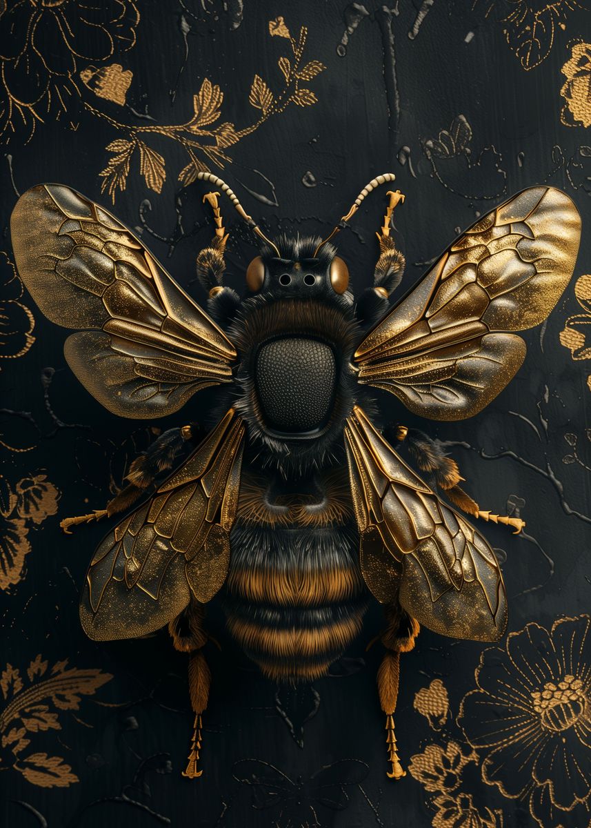 'Black and Gold Bee' Poster, picture, metal print, paint by Grant ...