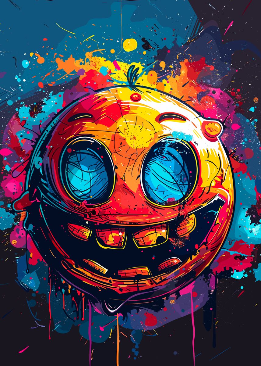'Colorful Crazy Smile Face' Poster, picture, metal print, paint by ...