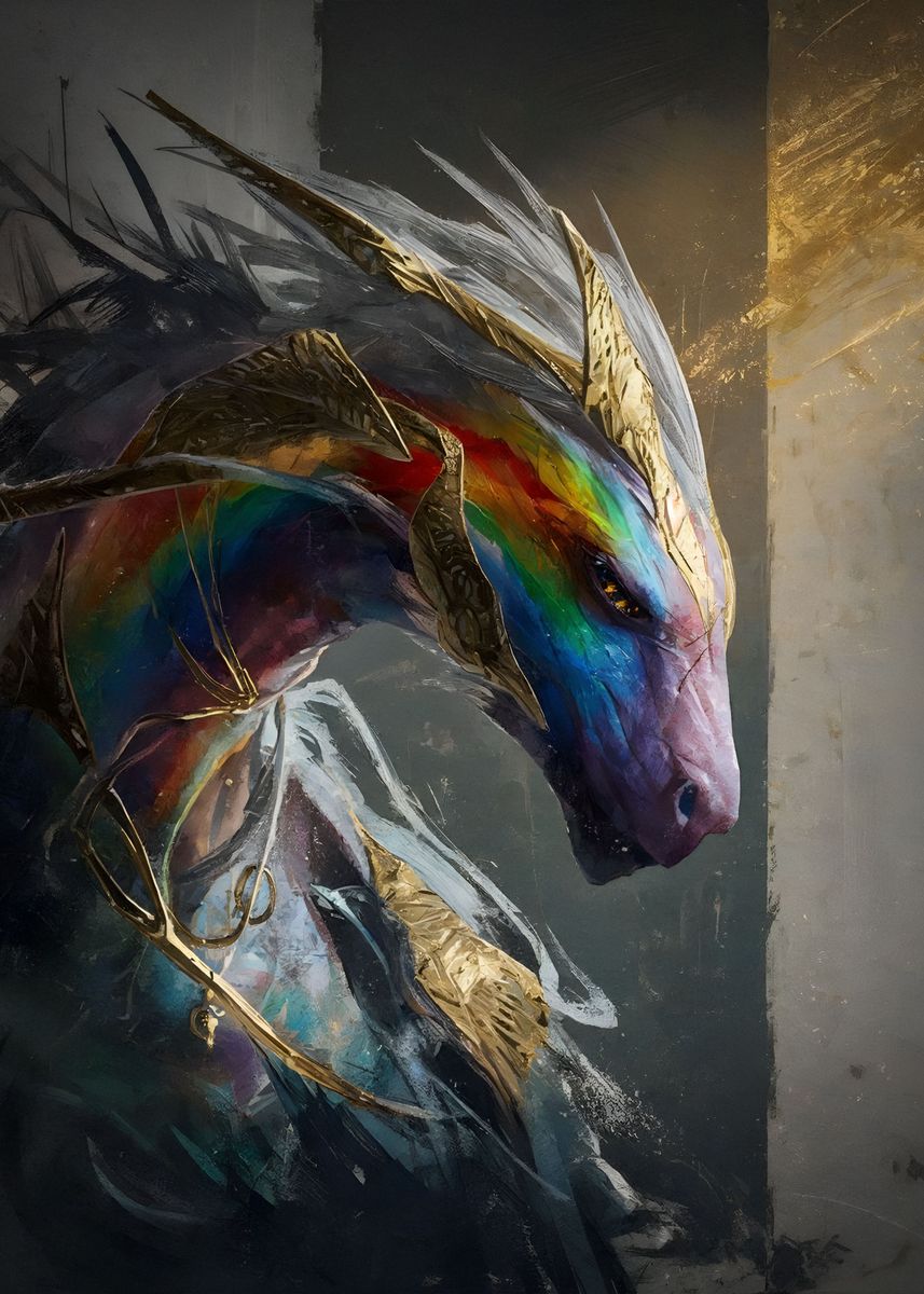 'Epic Rainbow Dragon' Poster, picture, metal print, paint by Lukasz ...