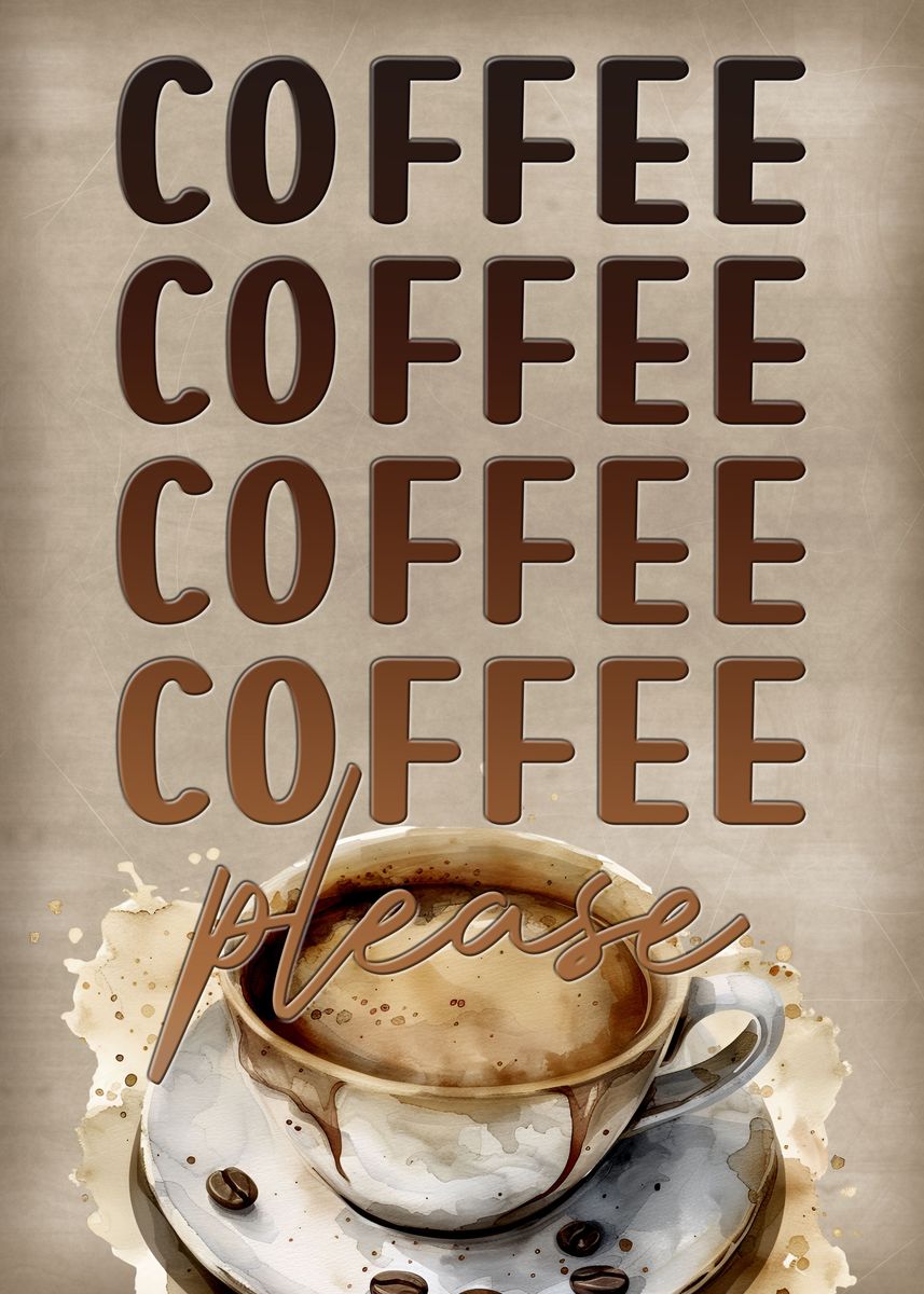 'Coffee Typography' Poster, picture, metal print, paint by XandYart ...