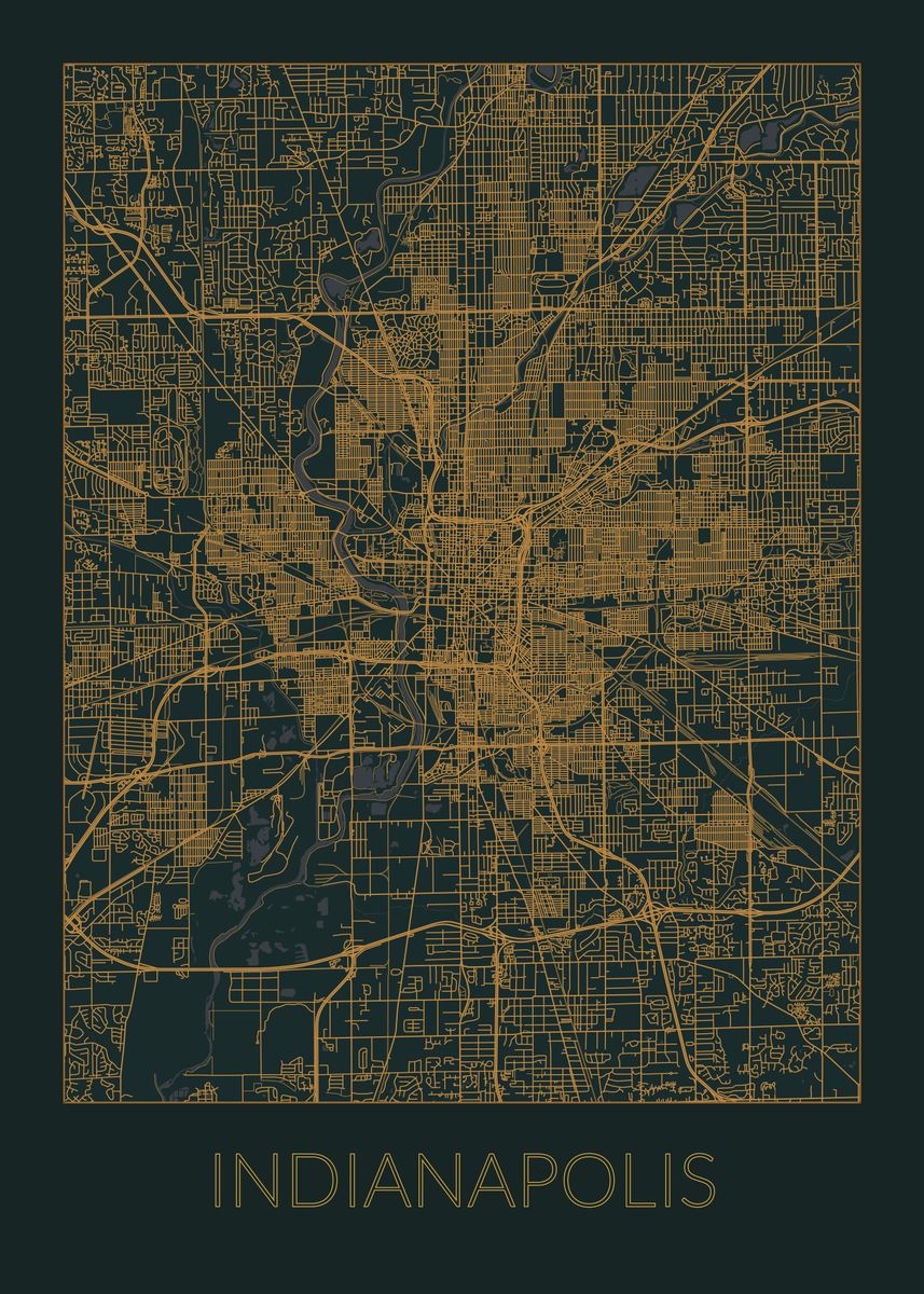 'Indianapolis Gray Map' Poster, picture, metal print, paint by dkDesign ...