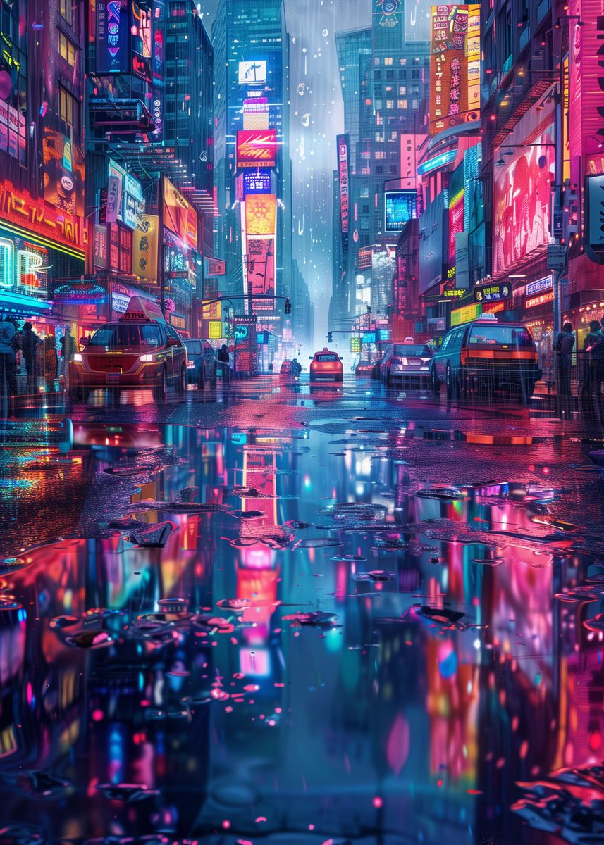 'Night city landscape' Poster, picture, metal print, paint by Hotaru ...