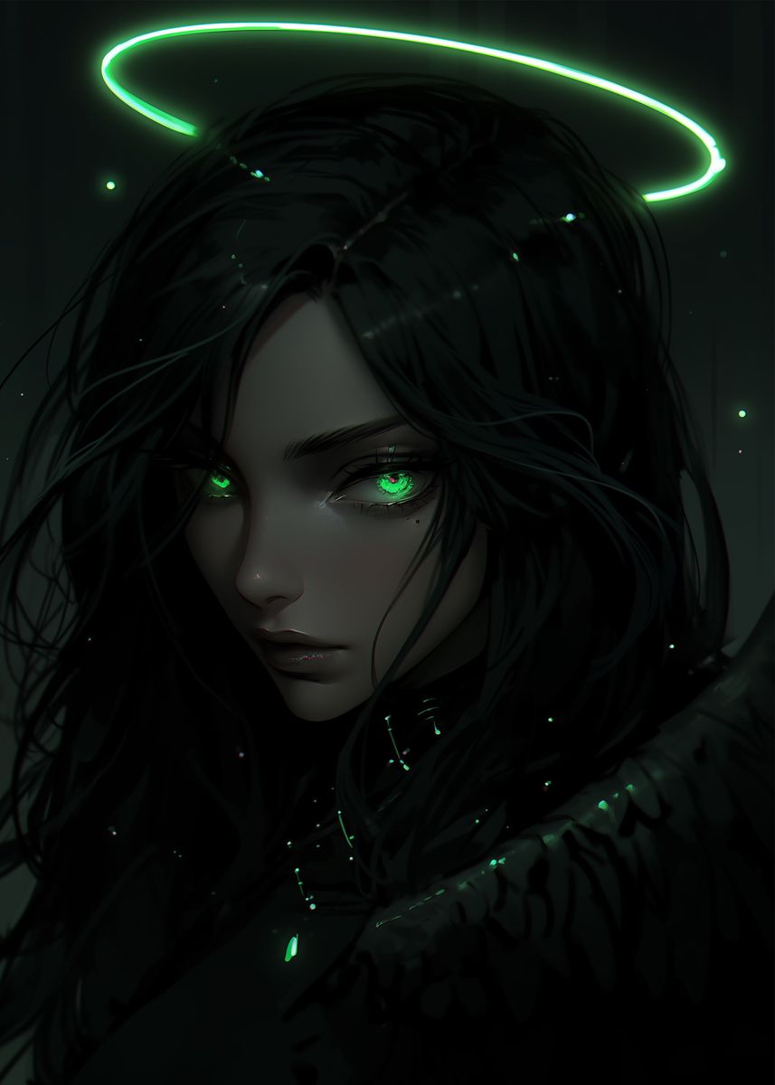 'Fallen Angel Green' Poster, picture, metal print, paint by ...