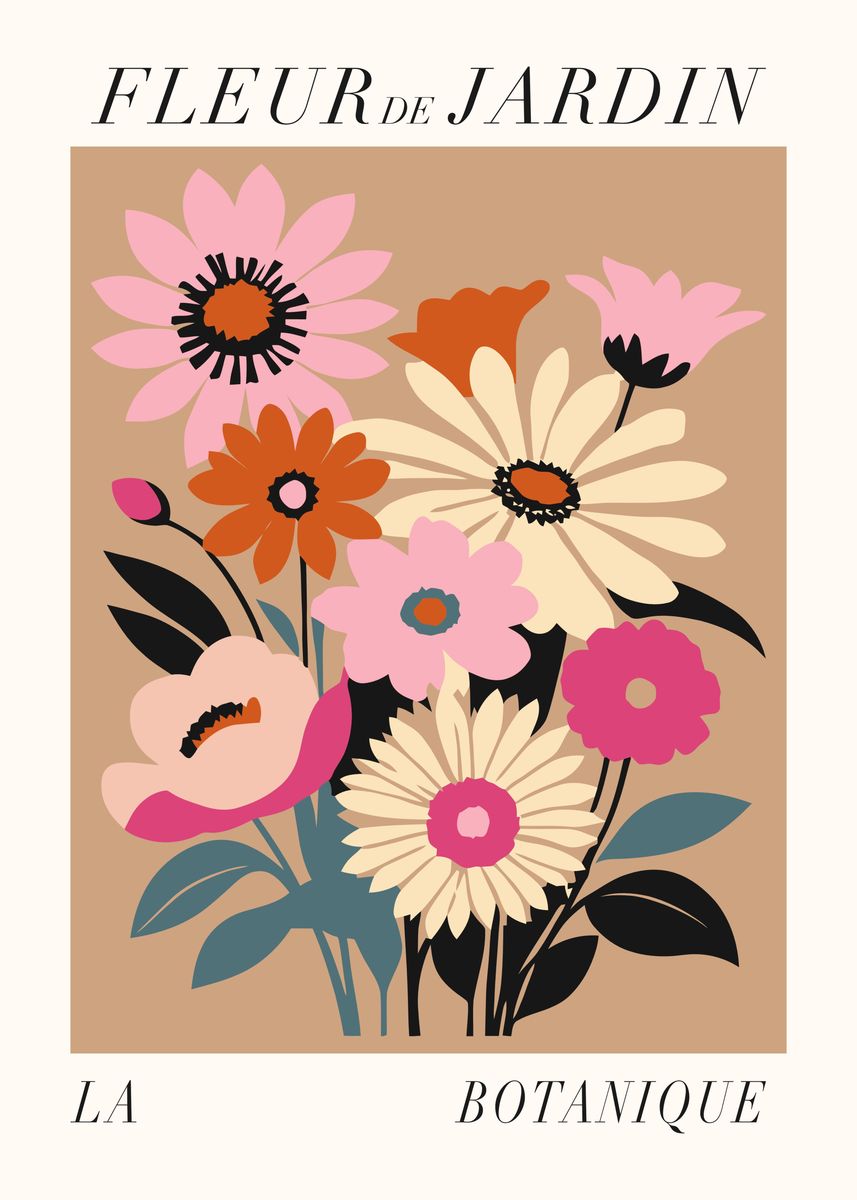 'Farmhouse Flowers' Poster, picture, metal print, paint by HyggeStudio ...