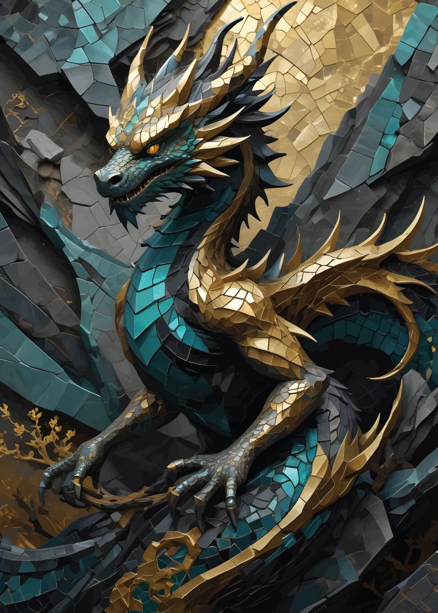 'Dragon Kintsugi Art' Poster, picture, metal print, paint by ALEX GREZ ...
