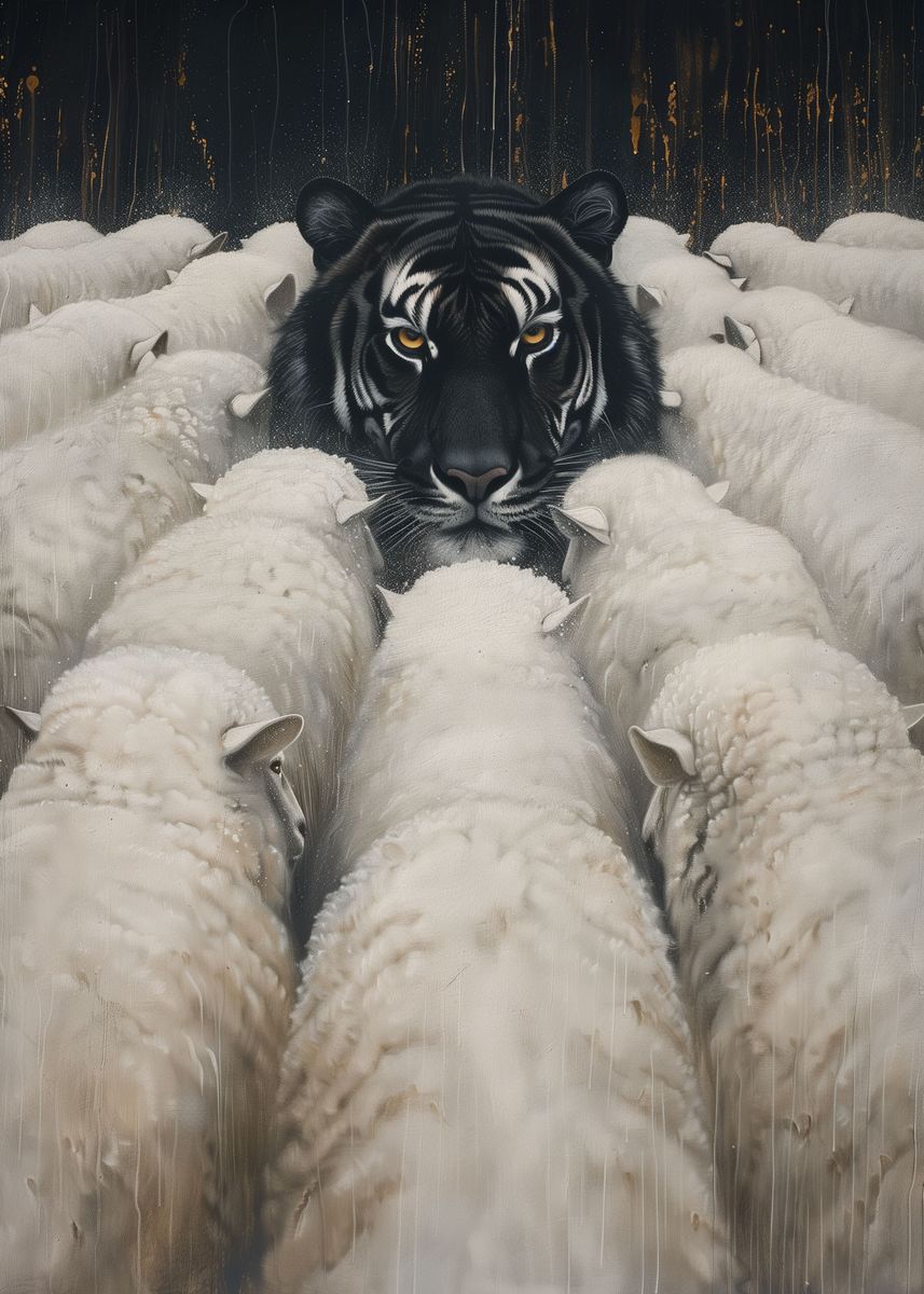 'Black Tiger Sheep Leader' Poster, picture, metal print, paint by ...