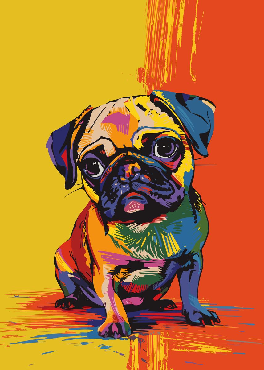 'Original Pug Pop Art Print' Poster, picture, metal print, paint by ...